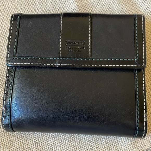 Coach | Bags | Coach Black Leather Bifold Wallet Card Holder Organizer ...